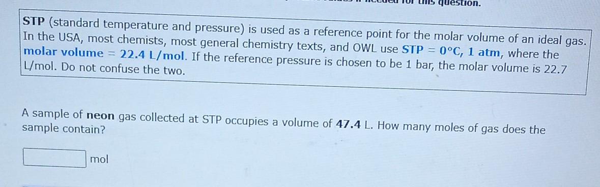 Solved STP (standard temperature and pressure) is used as a | Chegg.com