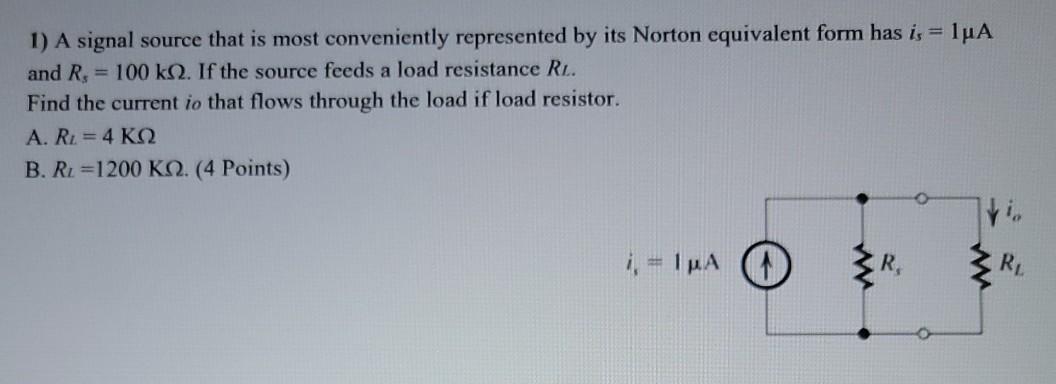 Solved 1) A signal source that is most conveniently | Chegg.com