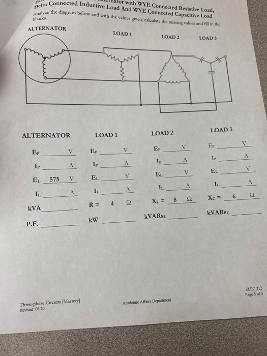 Delta Connected Inductive Load And WYE Connected | Chegg.com