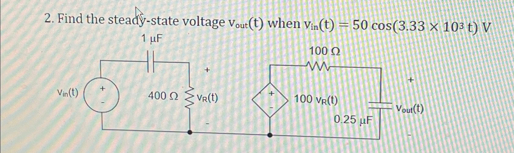Solved Find the steady-state voltage vout (t) ﻿when | Chegg.com