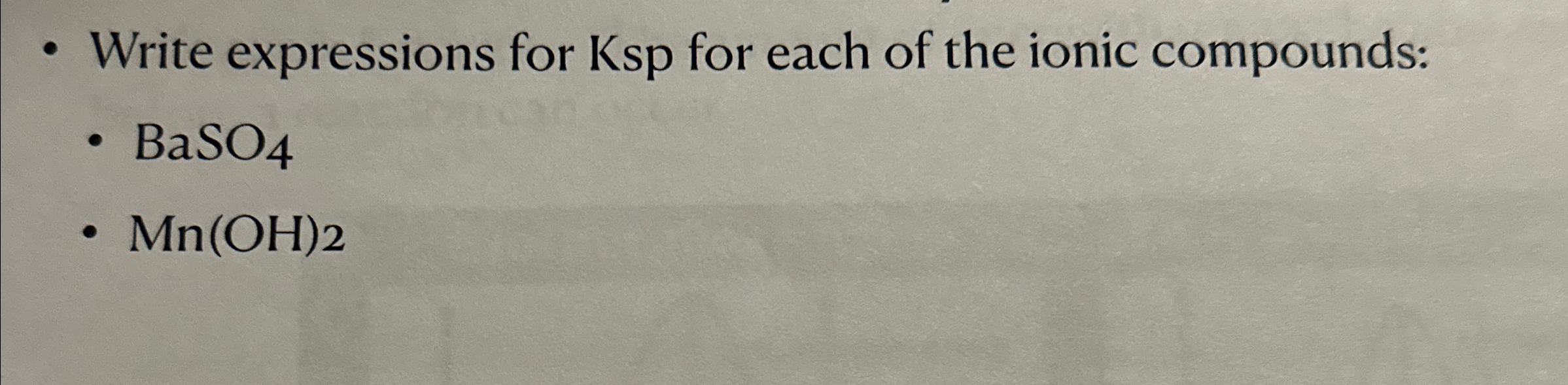 Solved Write expressions for Ksp for each of the ionic | Chegg.com