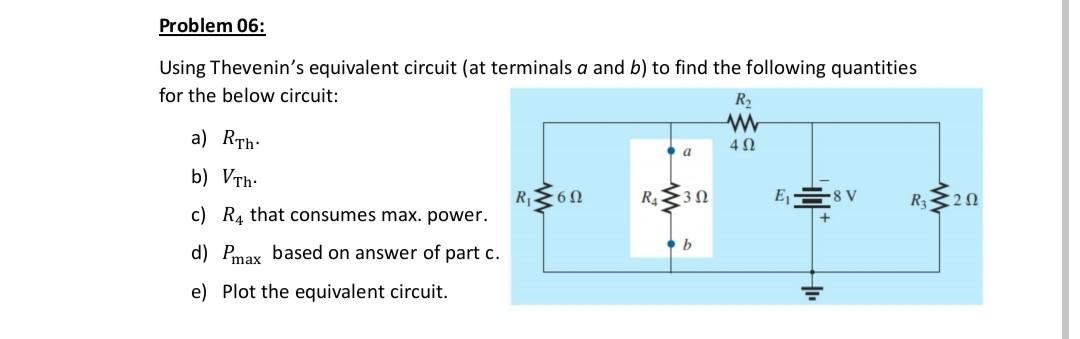 Solved Using Thevenin's equivalent circuit (at terminals a | Chegg.com