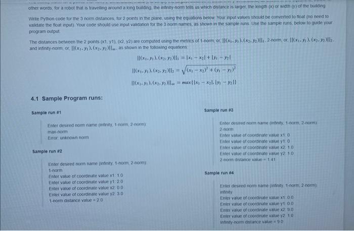 Solved 4 Question 2: Measuring Distance using 3 p-norm | Chegg.com