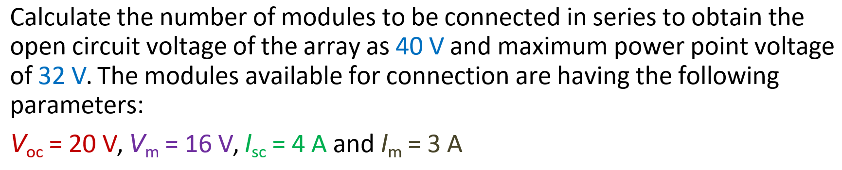 Solved Calculate the number of modules to be connected in | Chegg.com
