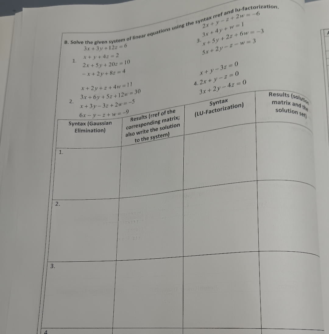 Solved B. ﻿Solve the given system of linear equations using | Chegg.com