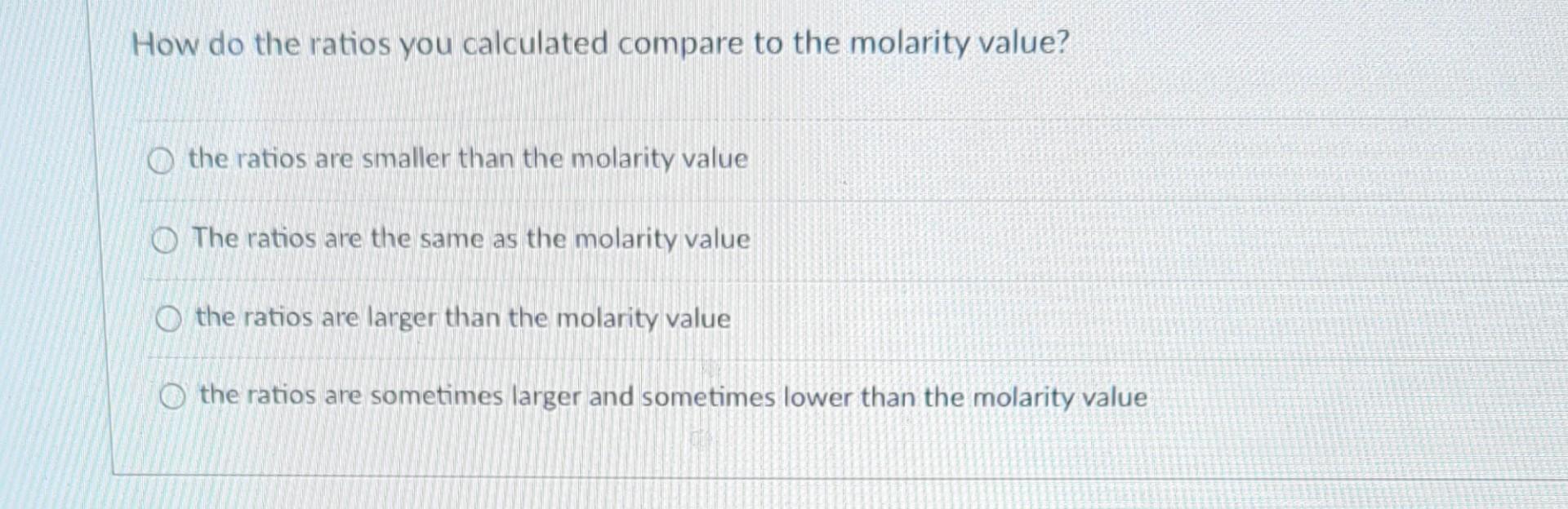 Solved Calculate The Moles Solute To Liters Solution Ratio