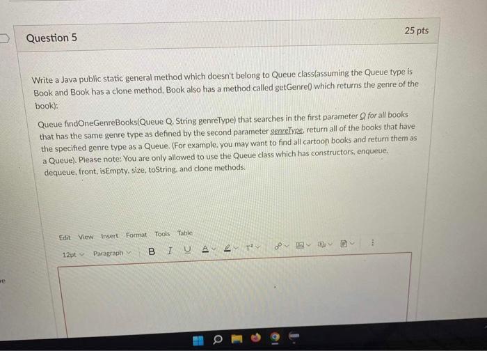 Solved 25 pts Question 5 Write a Java public static general | Chegg.com