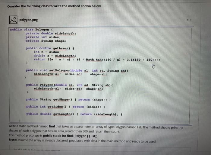 Solved Consider the following class to write the method | Chegg.com