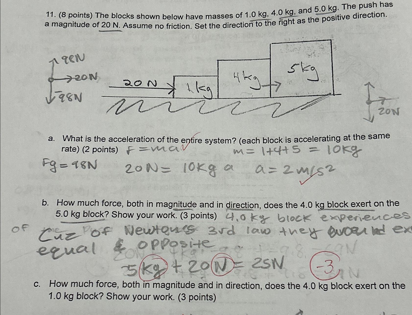 Solved ( 8 ﻿points) ﻿The blocks shown below have masses of | Chegg.com
