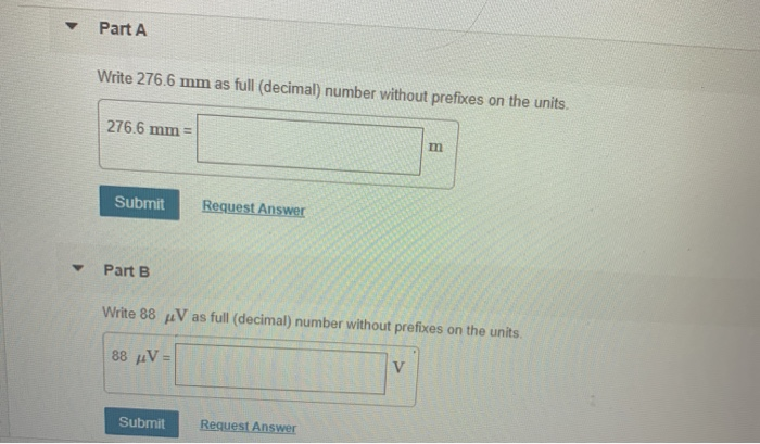 Solved Part A Write 276.6 mm as full (decimal) number | Chegg.com