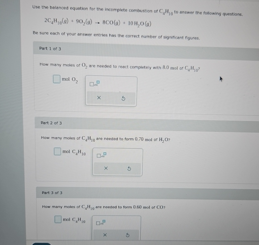 Solved Use the balanced equation for the incomplete | Chegg.com