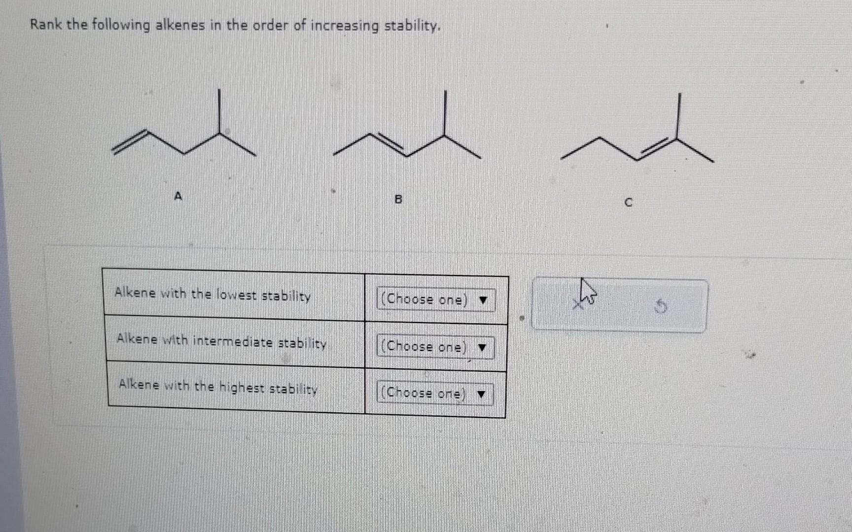 Solved Rank the following alkenes in the order of increasing | Chegg.com