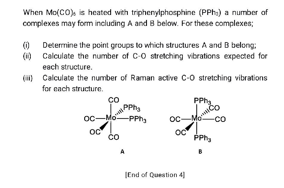 Solved When Mo(CO)6 is heated with triphenylphosphine (PPh3) | Chegg.com