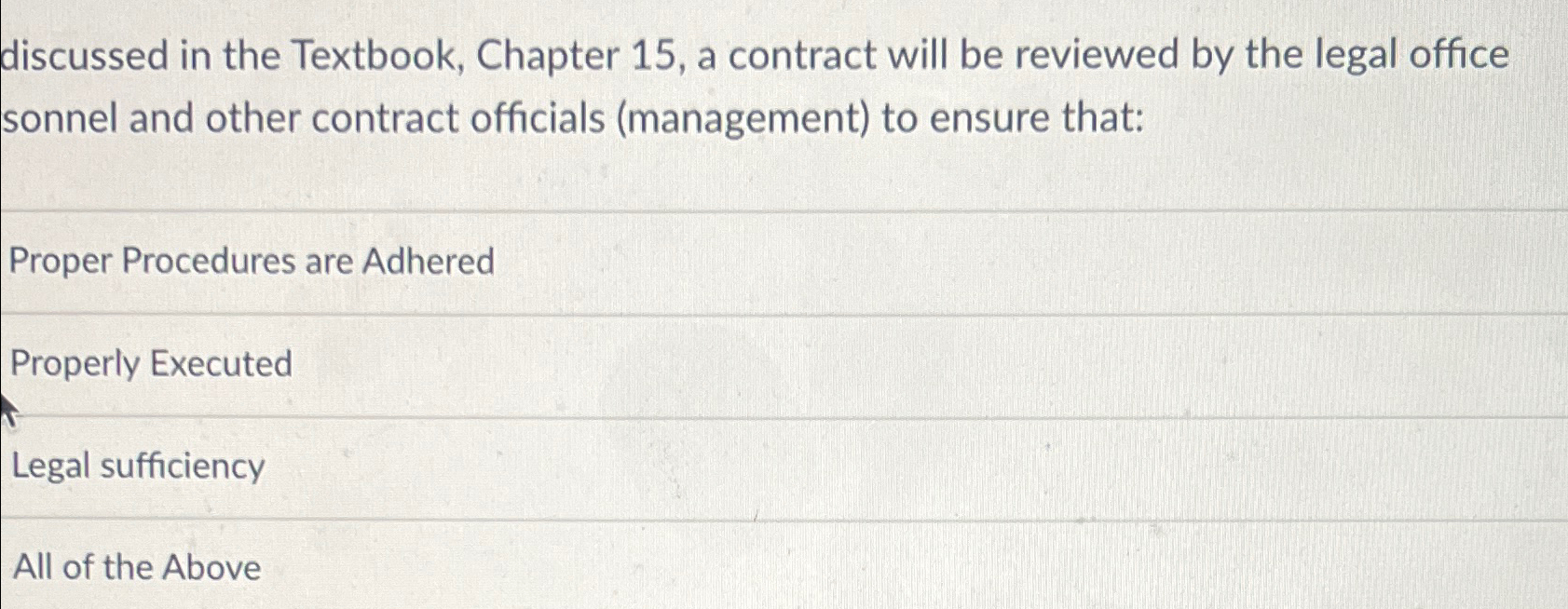 Solved discussed in the Textbook, Chapter 15, ﻿a contract | Chegg.com