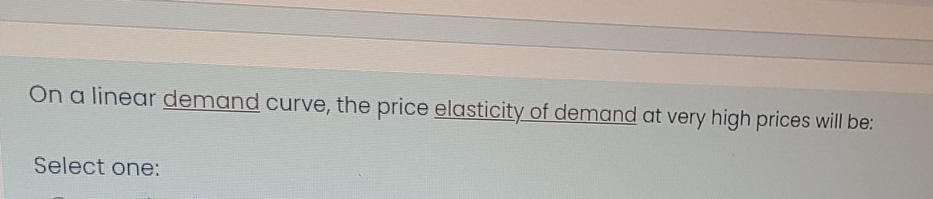 Solved On a linear demand curve, the price elasticity of | Chegg.com
