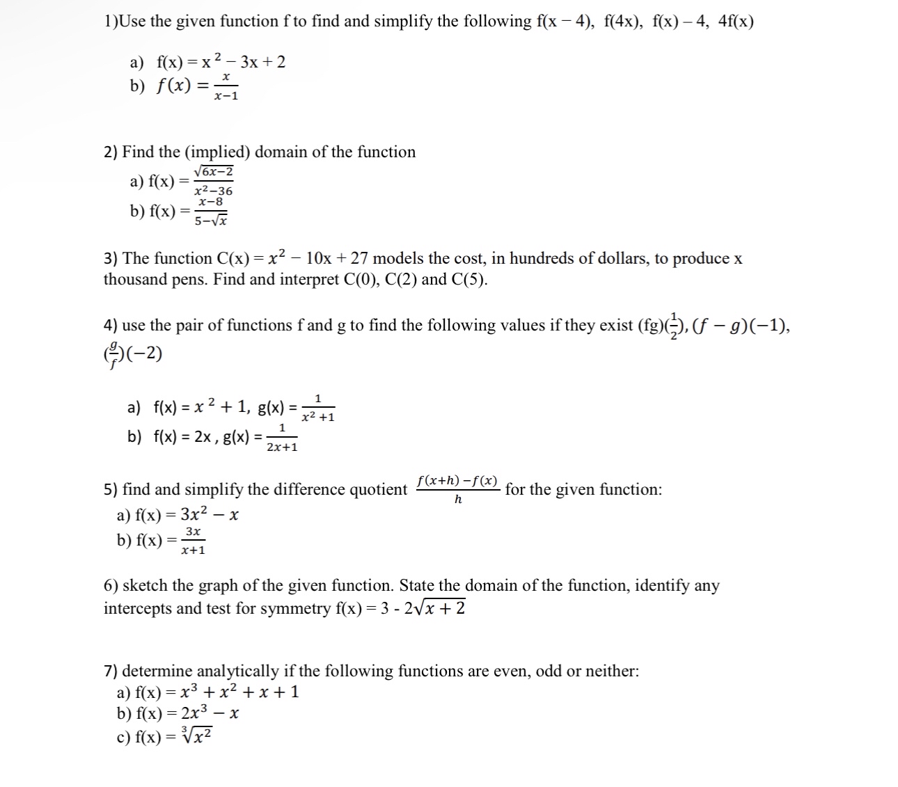 Solved Use the given function f ﻿to find and simplify the | Chegg.com