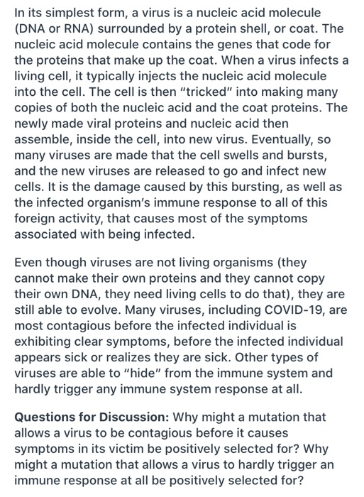Solved In its simplest form, a virus is a nucleic acid | Chegg.com