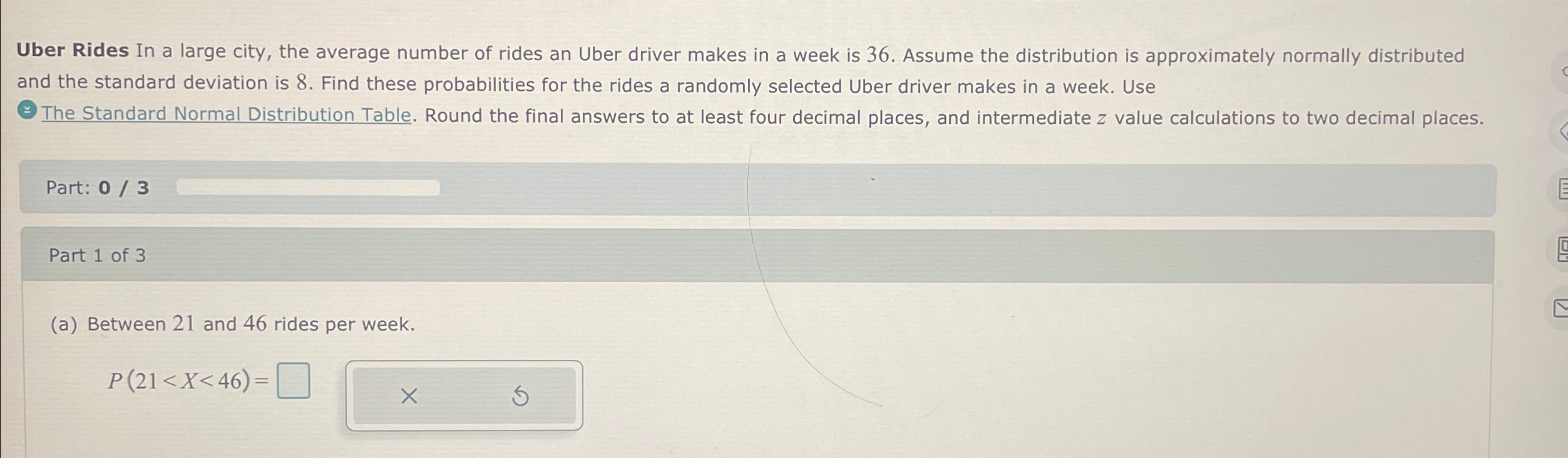 Solved Uber Rides In a large city, the average number of | Chegg.com