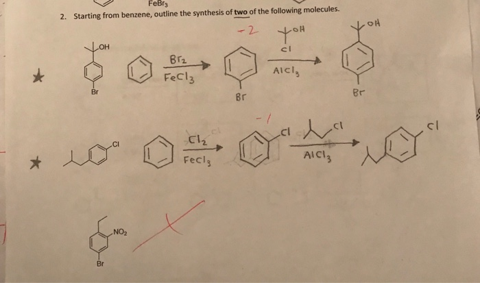 Solved FeBrs 2. Starting from benzene, outline the synthesis | Chegg.com