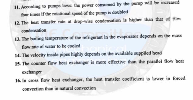 Solved 11. According to pumps laws: the power consumed by | Chegg.com