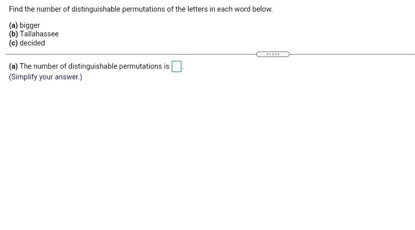 Solved Find The Number Of Distinguishable Permutations Of