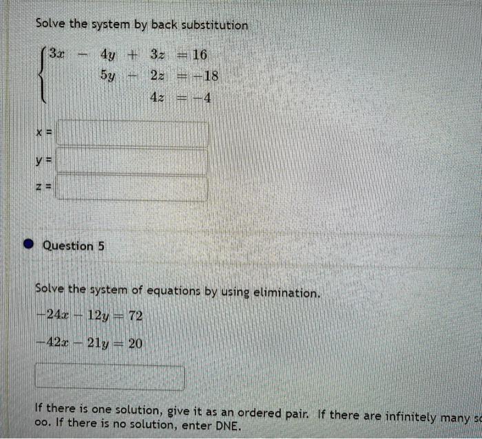 Solved Solve the system by back substitution | Chegg.com