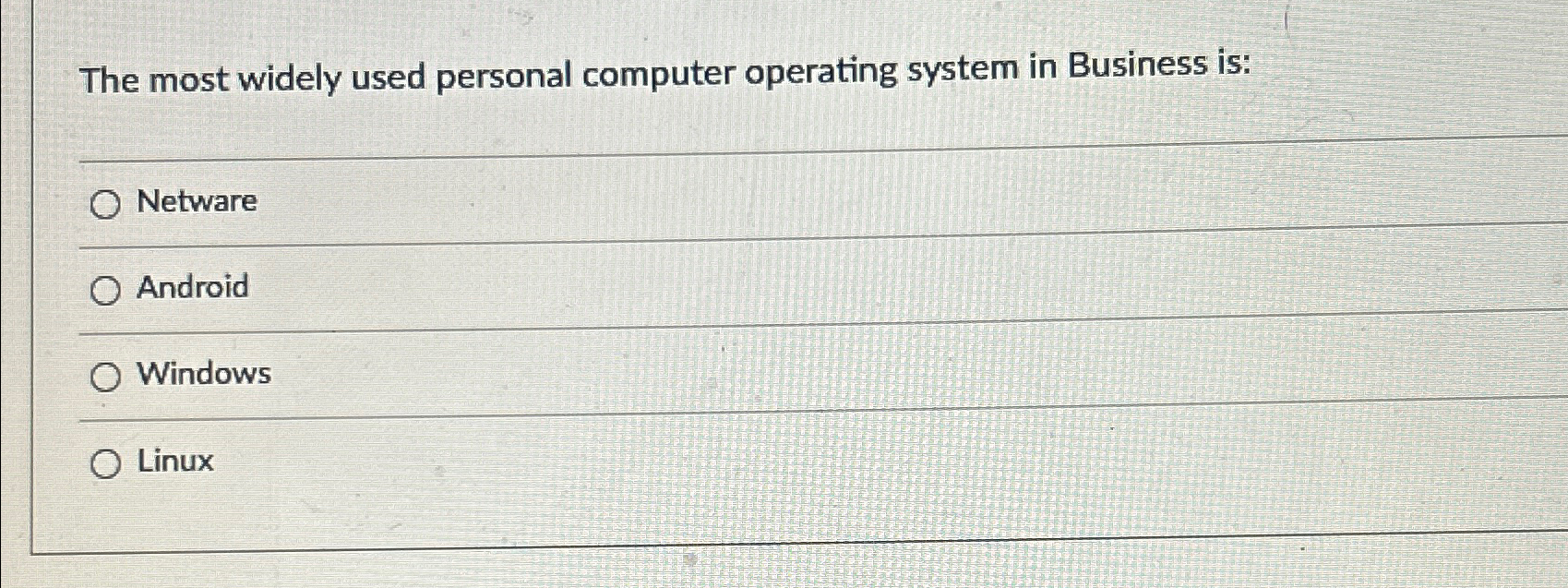 Solved The most widely used personal computer operating | Chegg.com