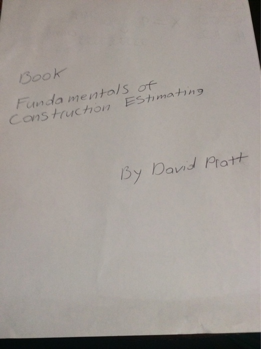 Book Fundamentals of Construction Estimating By David | Chegg.com