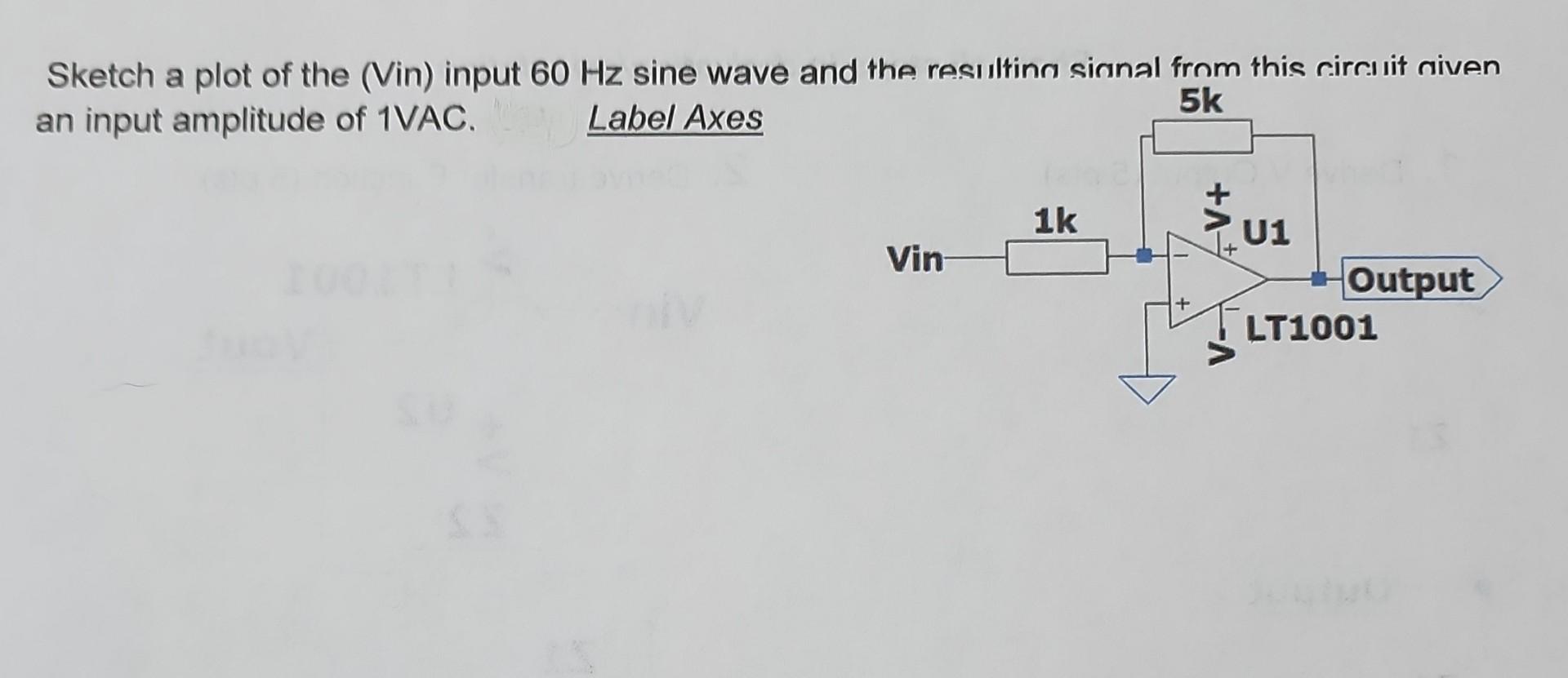 Solved Sketch a plot of the (Vin) input 60 Hz sine wave and | Chegg.com
