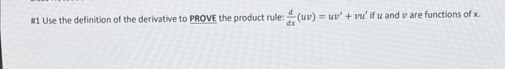 #1 ﻿Use the definition of the derivative to PROVE the | Chegg.com