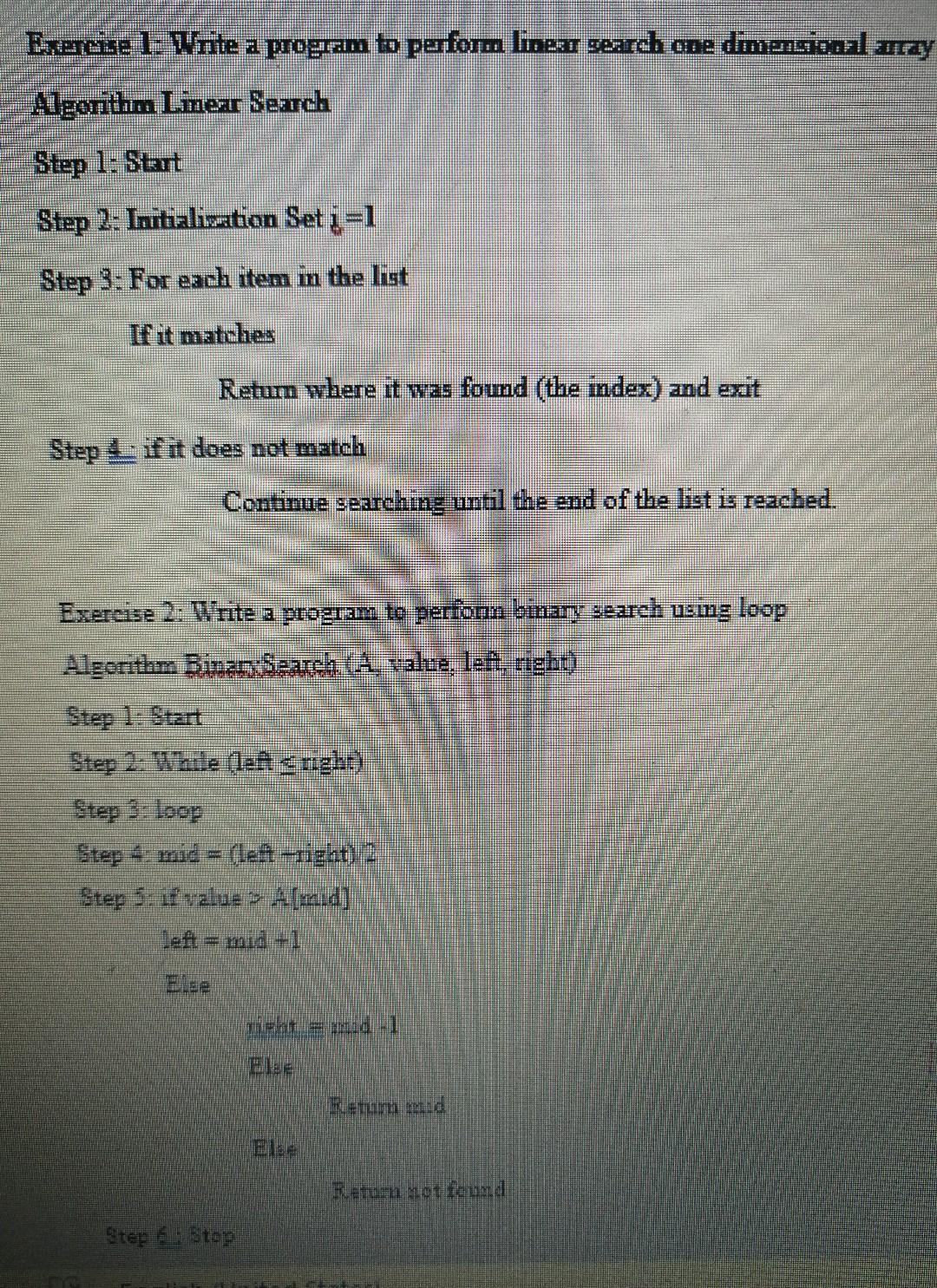 Solved Exercise 1: Write a program to pafom linear search | Chegg.com