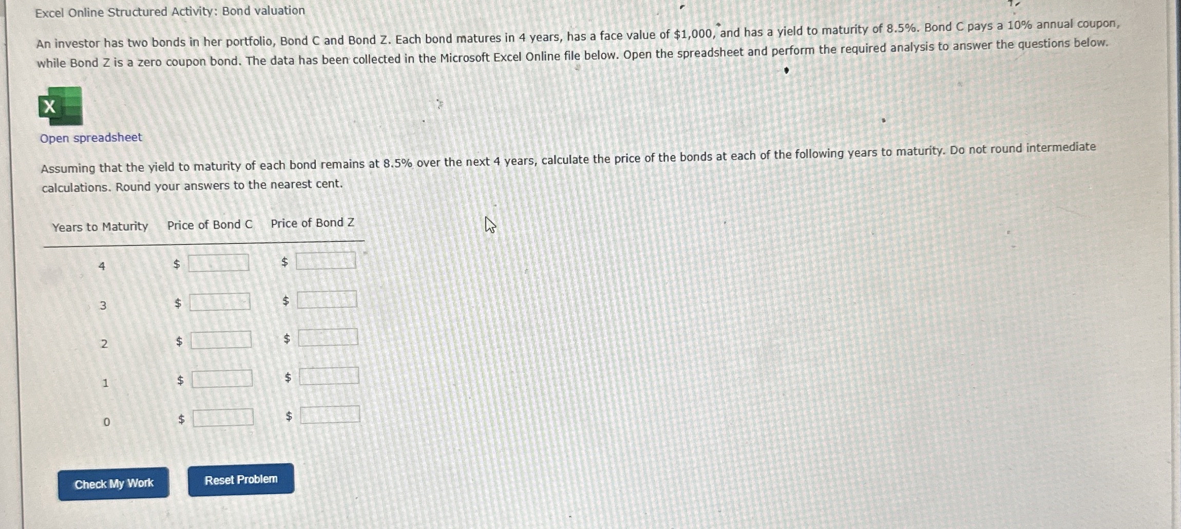 Solved Excel Online Structured Activity: Bond valuationAn | Chegg.com
