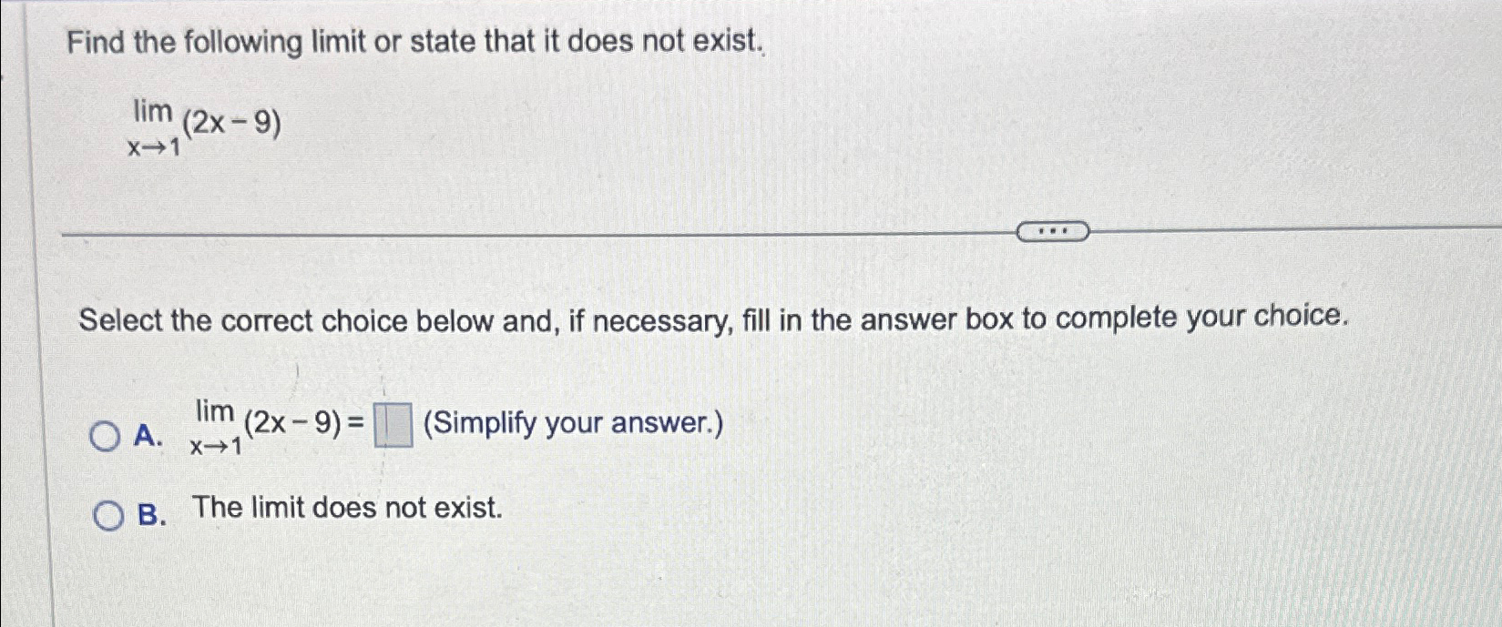 Solved Find the following limit or state that it does not | Chegg.com
