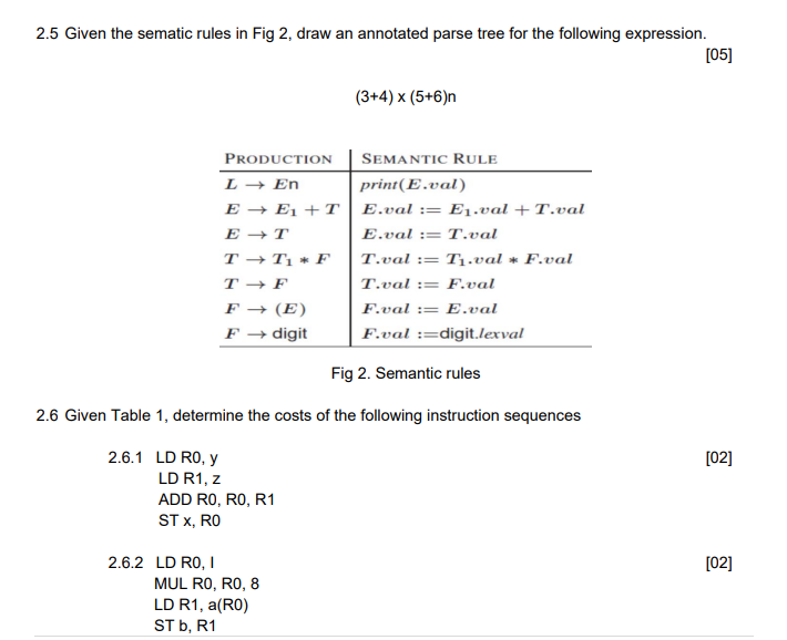Solved 2.5 ﻿Given the sematic rules in Fig 2, ﻿draw an | Chegg.com