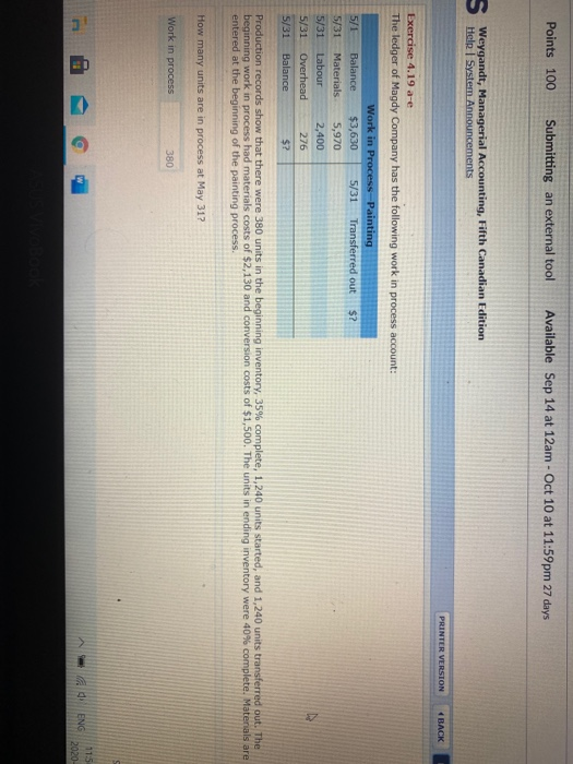 Solved Points 100 Submitting an external tool Available Sep | Chegg.com
