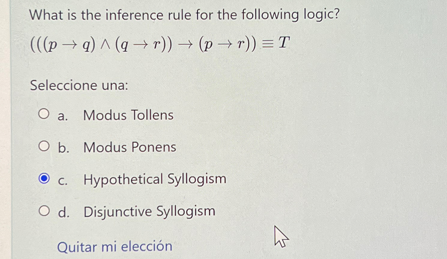 Solved What is the inference rule for the following | Chegg.com