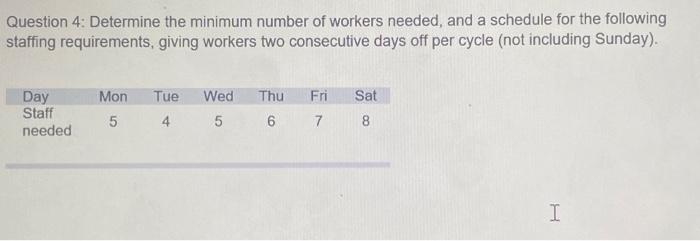 Solved Question 4: Determine the minimum number of workers | Chegg.com