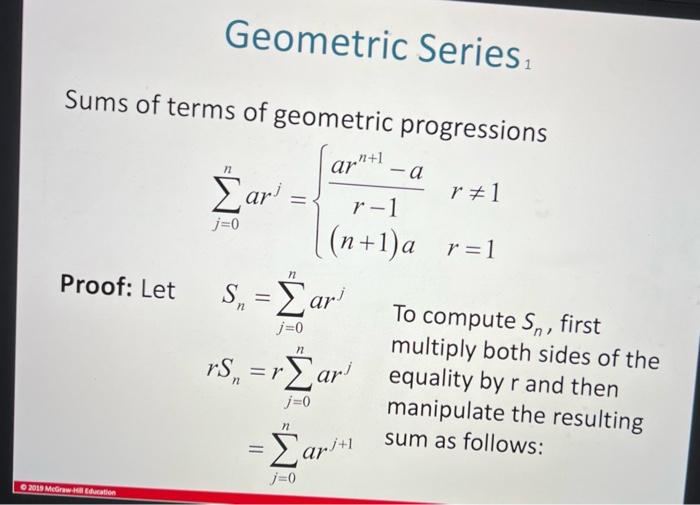 Sums of terms of geometric progressions | Chegg.com