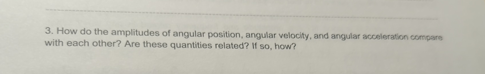 Solved How do the amplitudes of angular position, angular | Chegg.com