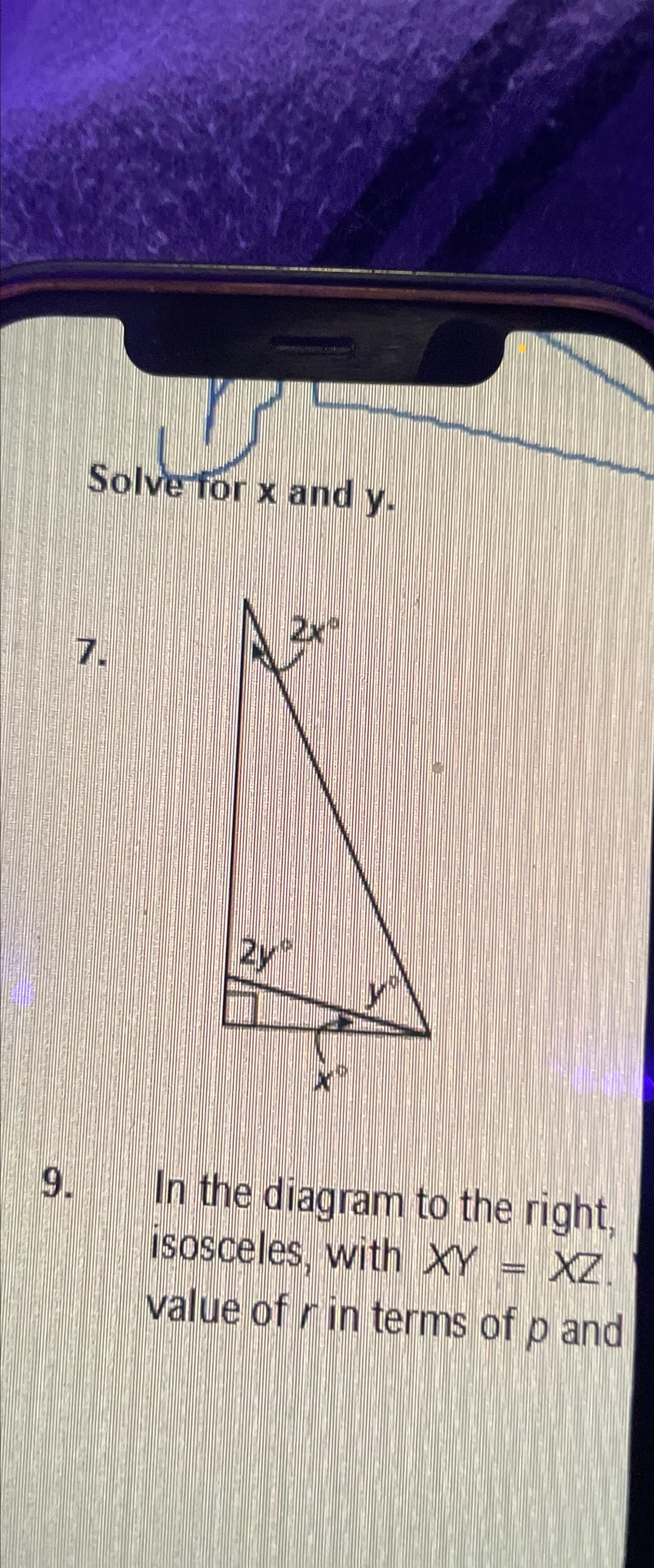 Solved Solve for x ﻿and y.7.9. ﻿In the diagram to the right, | Chegg.com