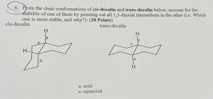 Solved 6. From the chair conformations of cis-decalin and | Chegg.com