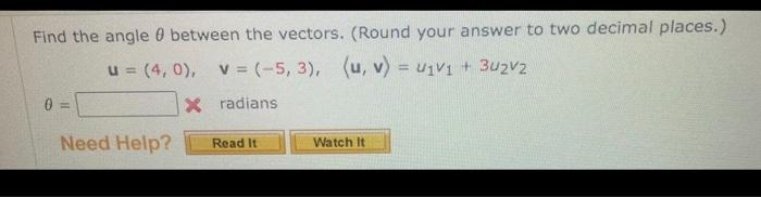Solved Find the angle θ between the vectors. (Round your | Chegg.com