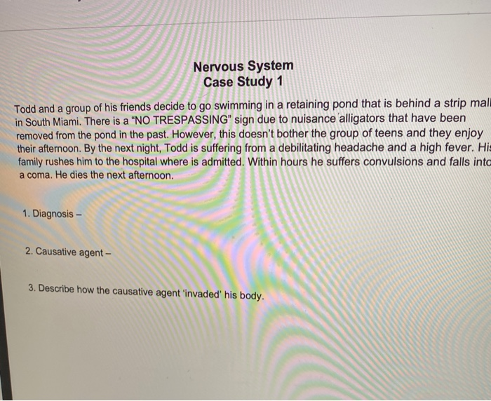 Solved Nervous System Case Study 1 Todd and a group of his | Chegg.com