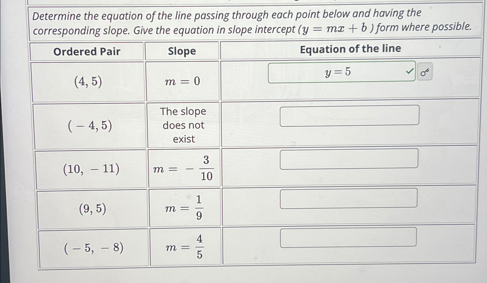 Solved Determine the equation of the line passing through | Chegg.com