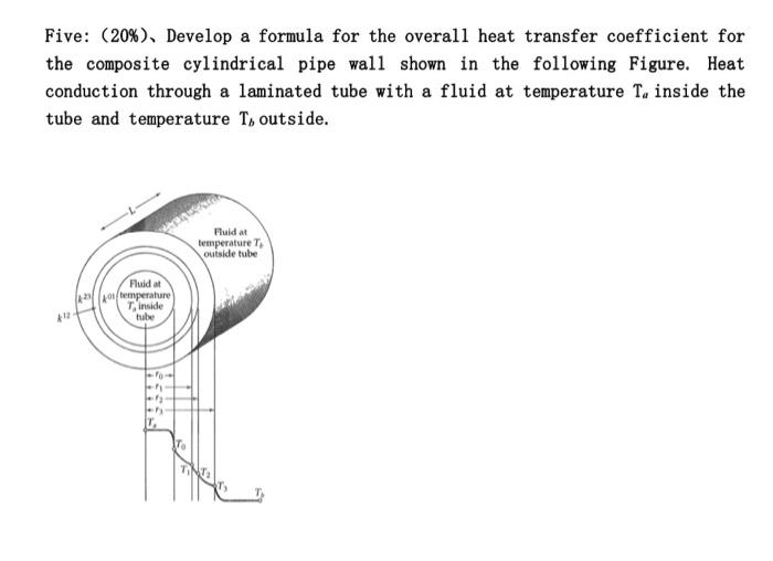 Solved Five: (20%). Develop a formula for the overall heat | Chegg.com