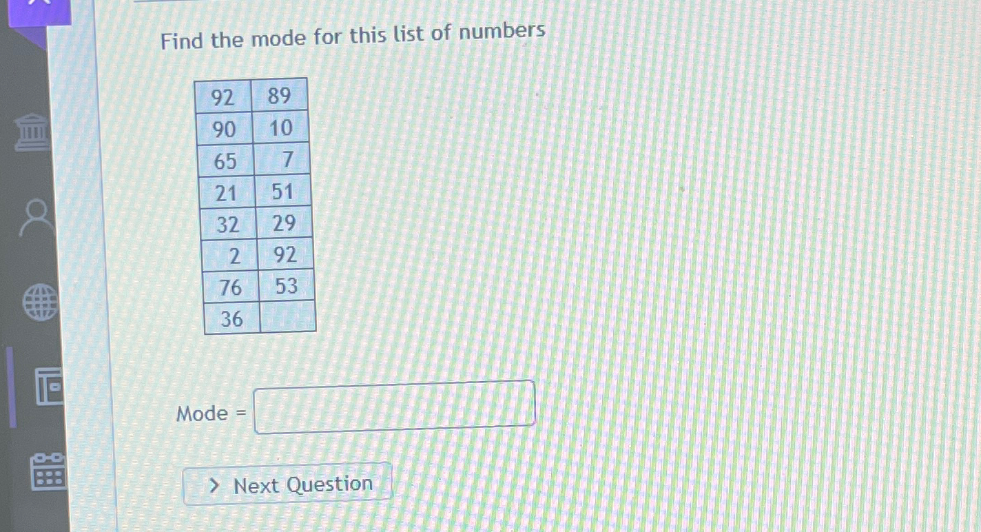 Solved Find the mode for this list of | Chegg.com
