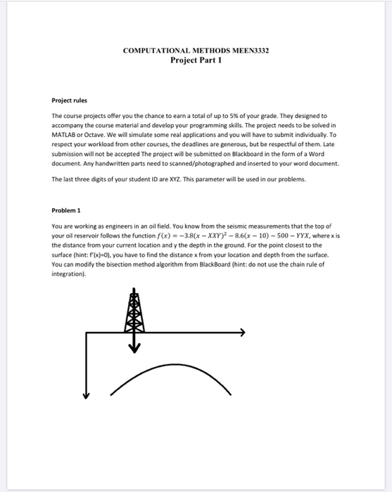 Solved Computational Methods Meen3332 Project Part 1 Project 8972