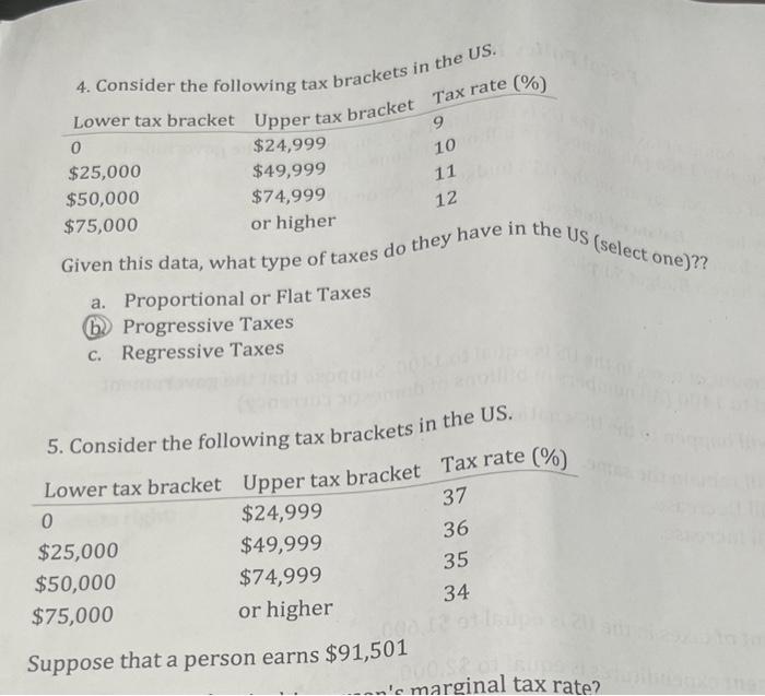 Solved (AST1033028mob to en 5. Consider the following tax | Chegg.com