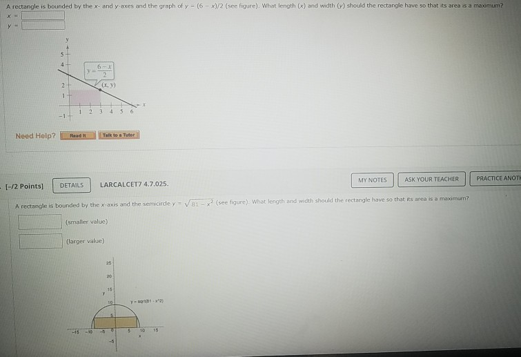 Solved A rectangle is bounded by the x- and y-axes and the | Chegg.com