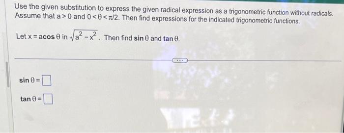 Solved Use the given substitution to express the given | Chegg.com